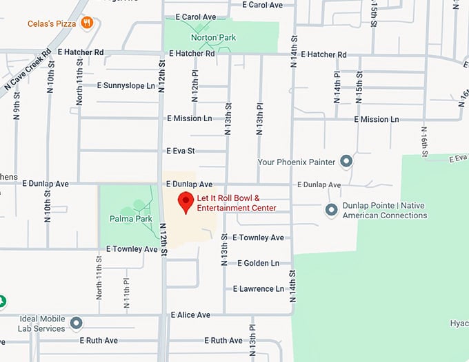 16. let it roll bowl & entertainment center map