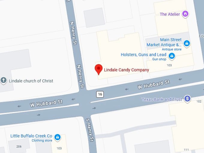 16. lindale candy company's map
