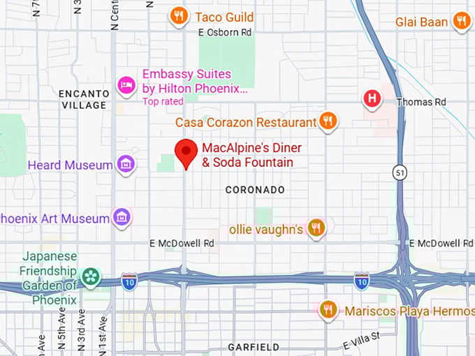 16. macalpine's diner & soda fountain map