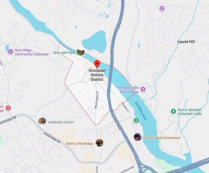 16. occoquan historic district, va map