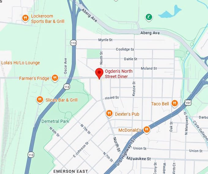 16. ogden's north street diner map