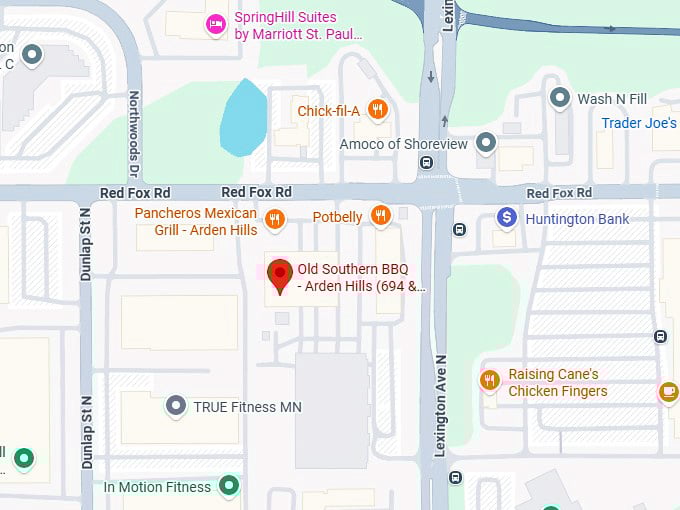 16. old southern bbq arden hills (694 & lexington) map