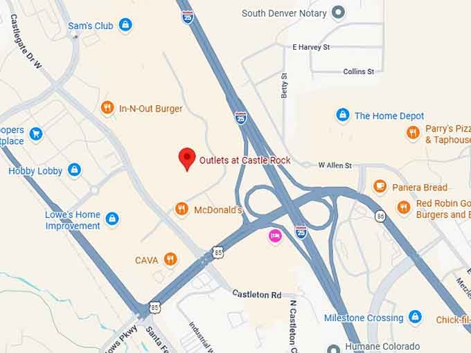 16. outlets at castle rock map