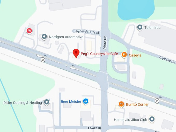16. peg's countryside cafe's map