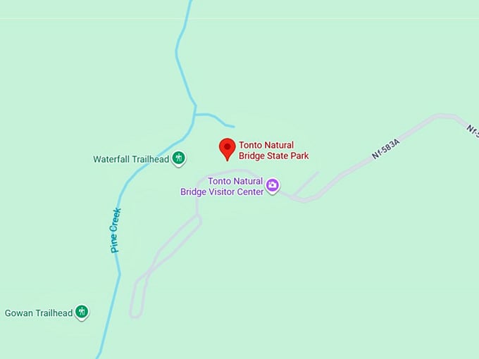 16. pine creek, anna mae, gowan, and waterfall loop map