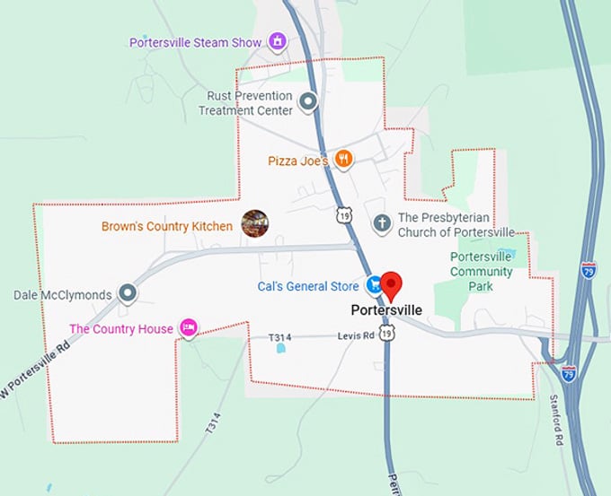 16. portersville map