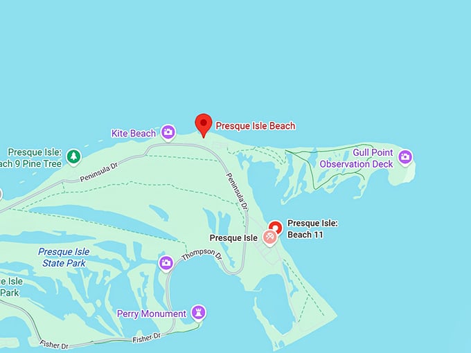 16. presque isle beach map