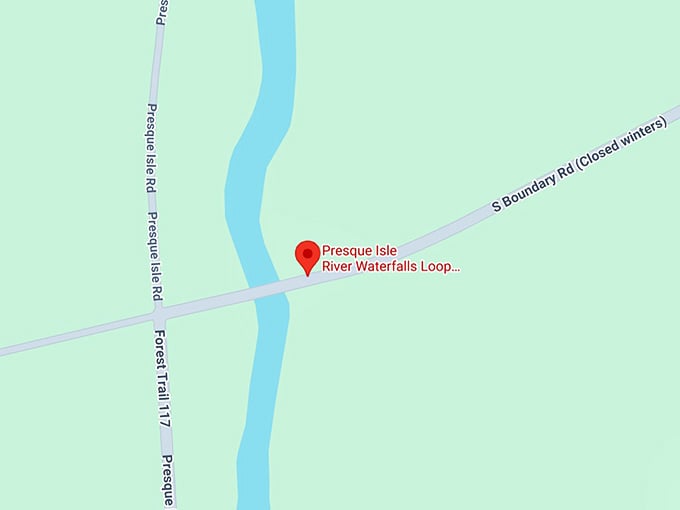 16. presque isle river waterfalls loop trailhead map