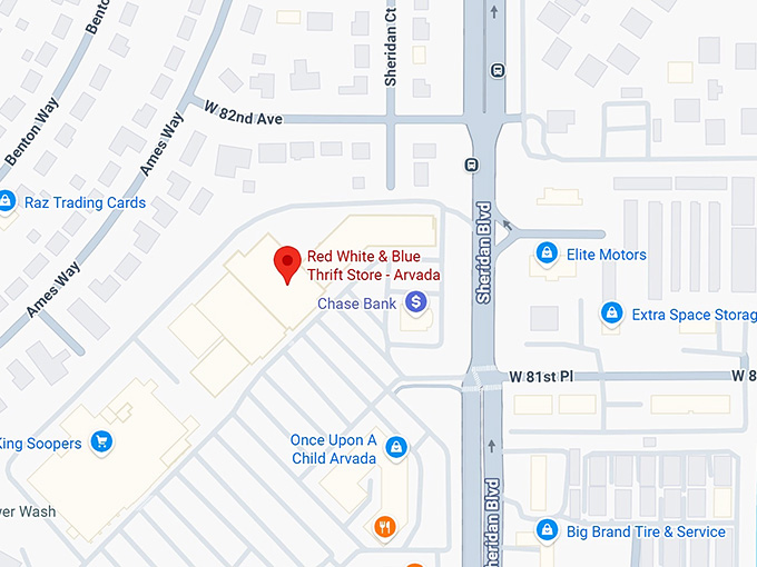 16. red white & blue thrift store arvada map