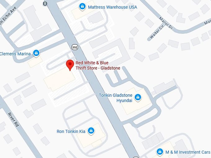 16. red white & blue thrift store gladstone map