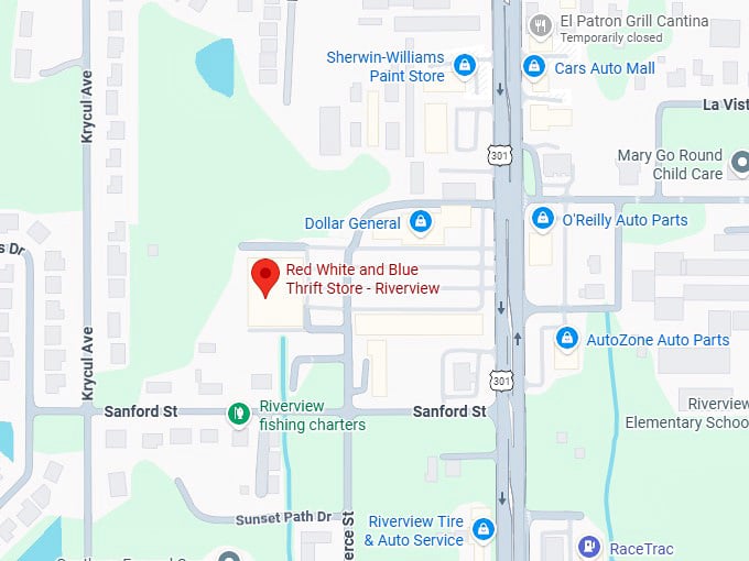 16. red white and blue thrift store riverview (7415 us 301) map