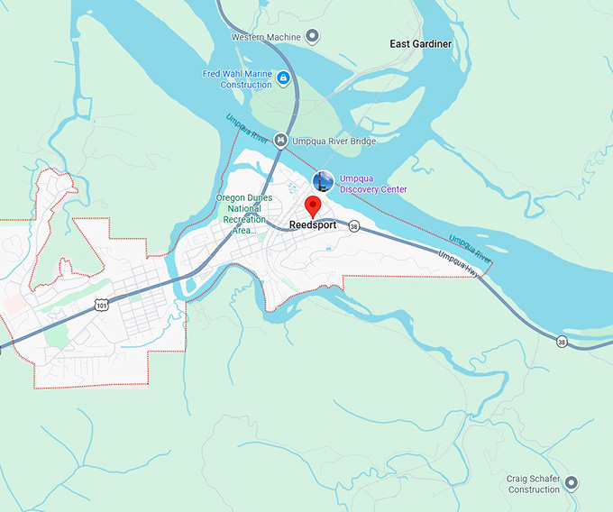 16. reedsport, or map