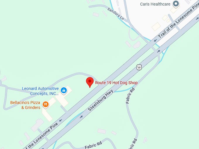 16. route 19 hot dog shop map