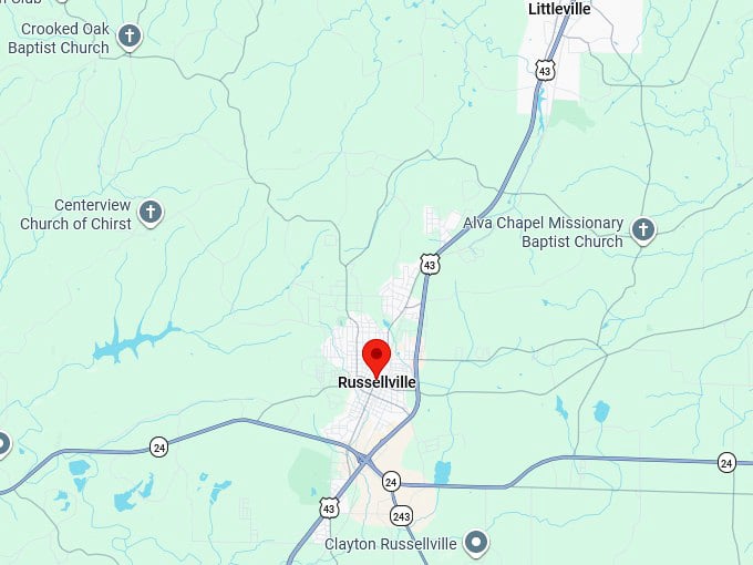 16. russellville al map