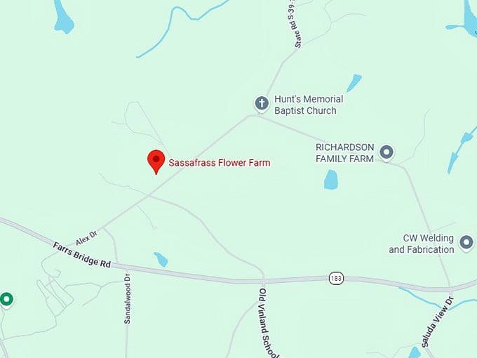 16. sassafrass flower farm map