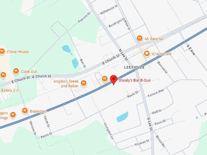 16. shealy's bar b que map