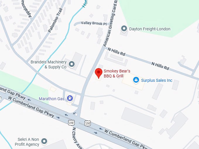 16. smokey bear's bbq & grill map