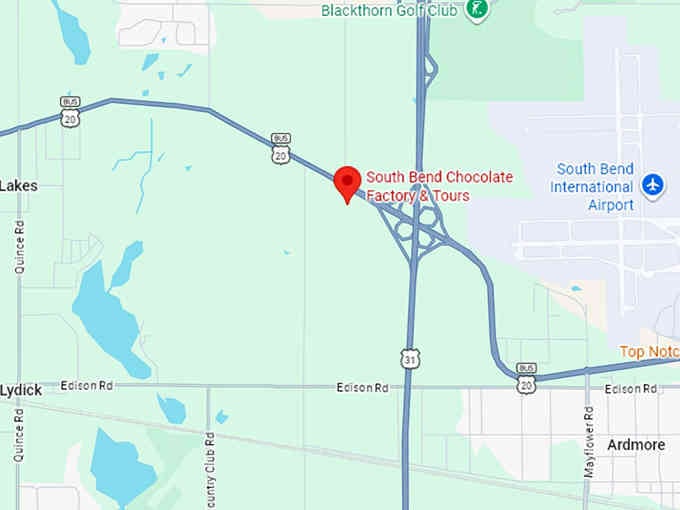 16. south bend chocolate factory & tours map