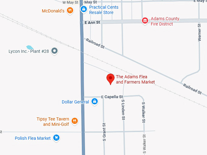 16. the adams flea and farmers market map