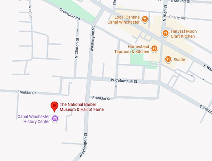 16. the national barber museum & hall of fame map