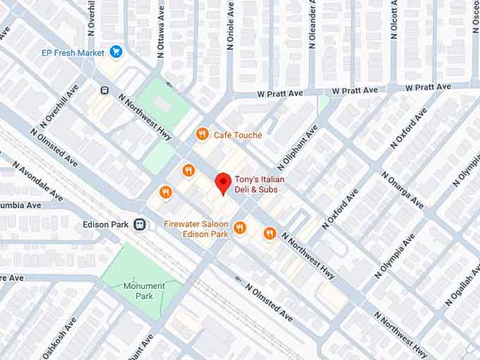 16. tony's italian deli & subs map