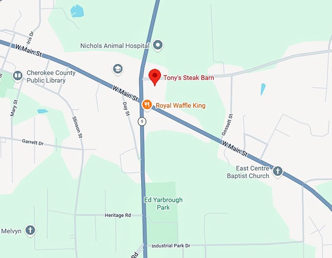 16. tony's steak barn map