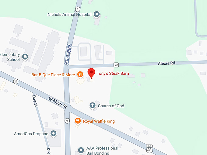 16. tony's steak barn map