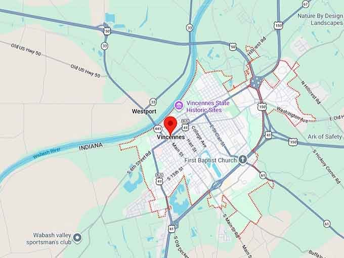 16. vincennes, in map