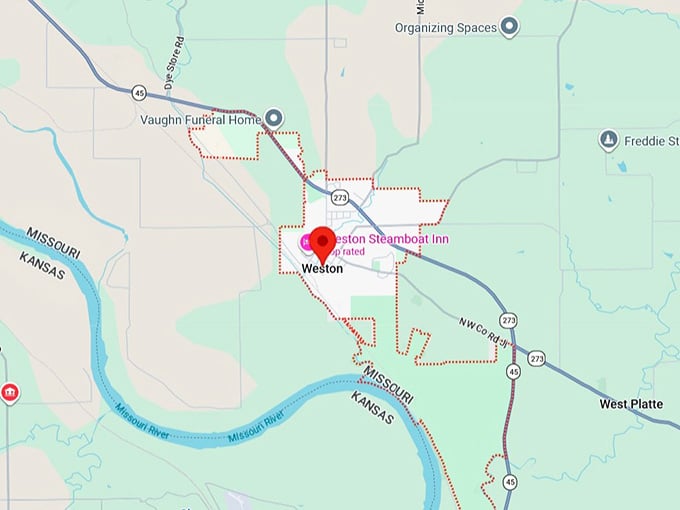 16. weston, mo map