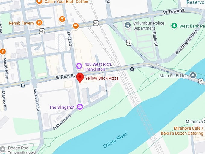 16. yellow brick pizza map