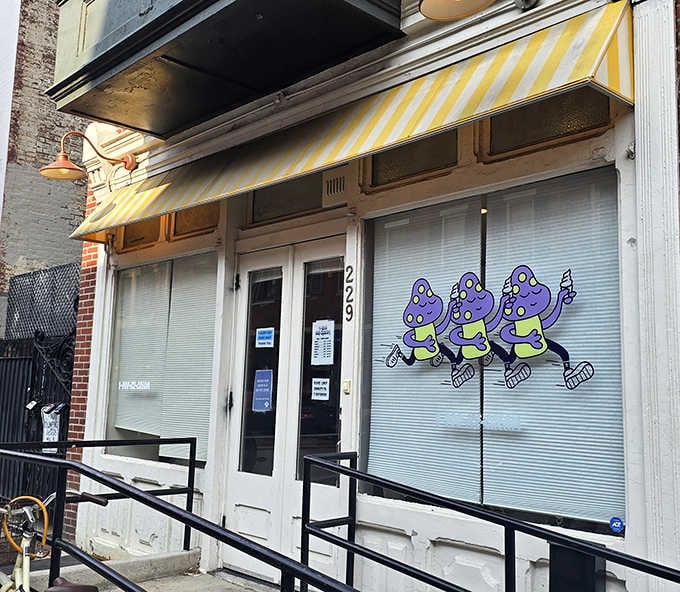 Those cheerful purple characters dancing on the window aren't just decoration&mdash;they're celebrating the creamy magic happening inside.