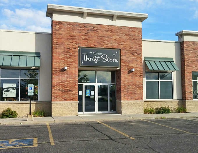 That brick tower entrance stands proud like a beacon calling all bargain hunters to their happy place.