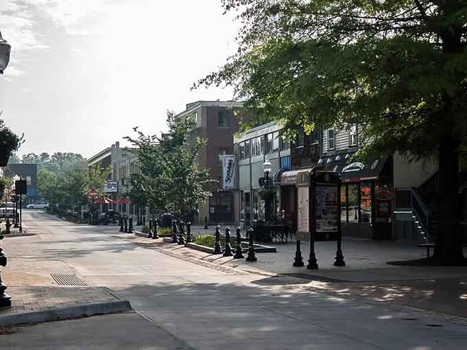 Tree-lined streets and brick sidewalks create a downtown that feels like a warm embrace on a cool morning.