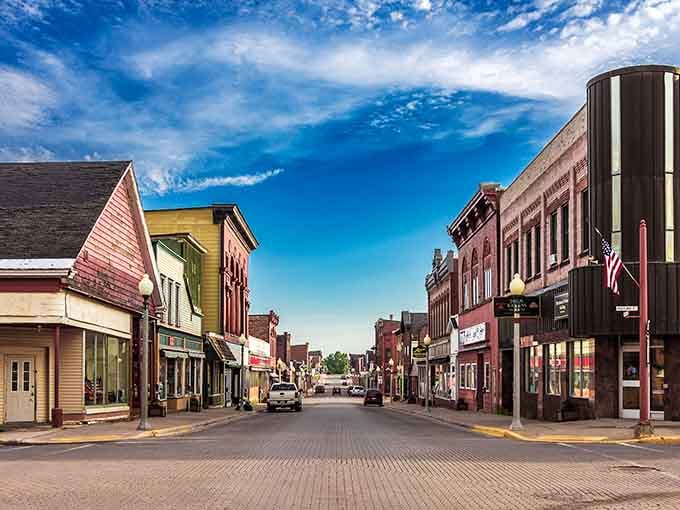 These colorful storefronts under endless blue skies tell stories of copper boom days and resilient communities.