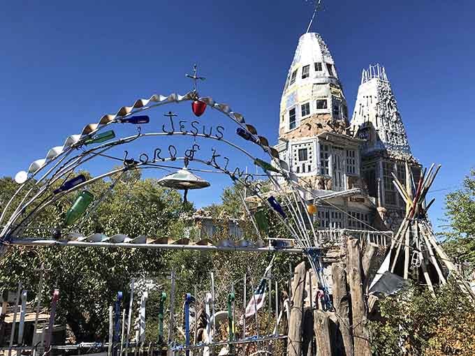 When folk art meets divine inspiration, you get soaring towers adorned with found treasures under endless blue skies.