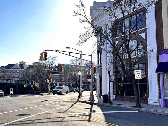Classic downtown streets where the shadows stretch long and the storefronts whisper stories of countless family dinners.