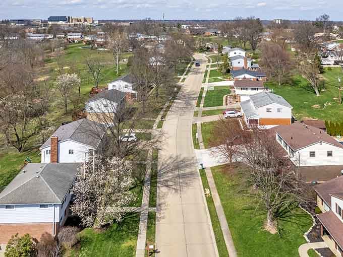 Tree-lined streets and tidy lawns stretch endlessly&mdash;this is what Mayberry would look like in real life.
