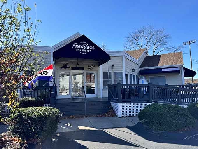 Classic white clapboard charm meets fresh seafood heaven where the fish market and restaurant share one welcoming roof.