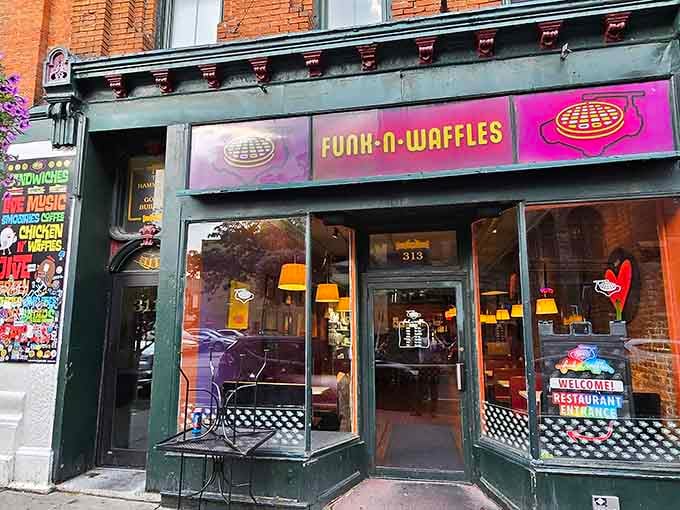 The welcoming entrance with its quirky decor promises that ordinary breakfast rules simply don't apply beyond these doors.