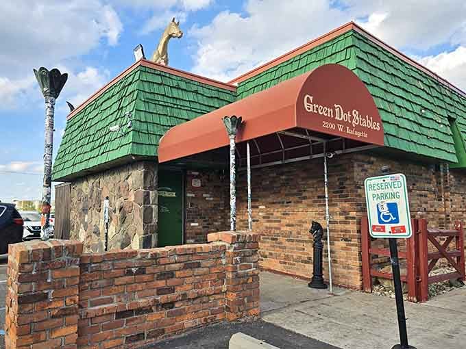 That emerald green roof and horse statue perched on top signal you've arrived at slider paradise.