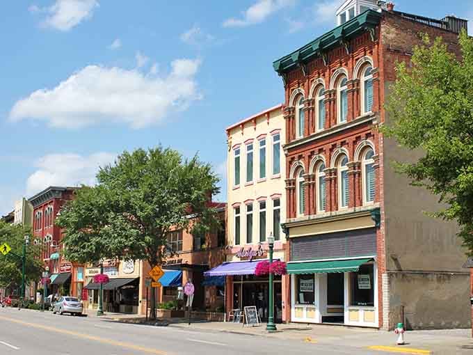 These colorful storefronts and ornate brick facades look like they've been waiting patiently since the steamboat era.