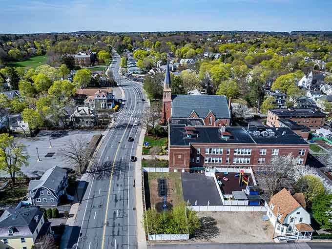 Tree-lined streets and church steeples create a postcard-perfect view that makes you want to slow down.