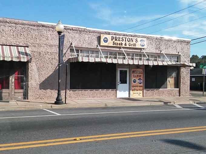 That textured stucco facade hides some of the best steaks you'll ever taste in small-town Alabama.