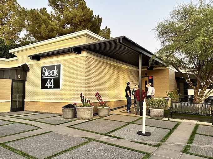 That modern brick exterior hides some of the most perfectly cooked steaks you'll ever taste.