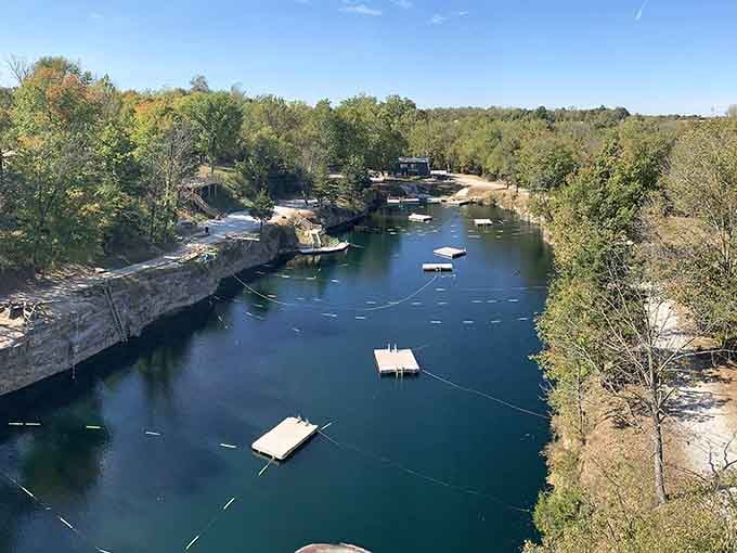This old limestone quarry looks like someone dropped a piece of the Caribbean into southern Indiana's backyard.