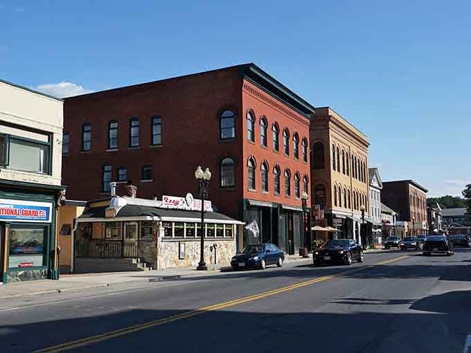 That classic diner sits ready on Main Street, where locals gather for coffee and conversation every morning.