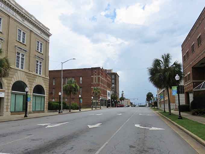 Wide open streets and historic buildings create a peaceful scene that feels like a Sunday morning all week long.