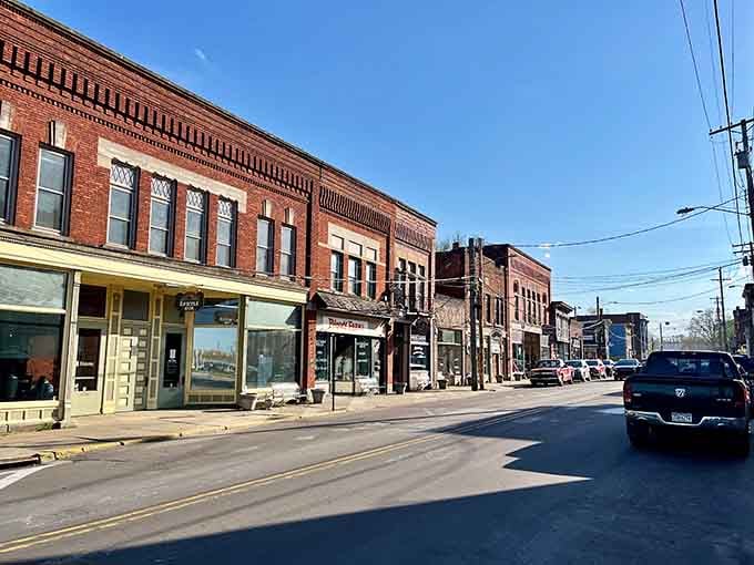 Sunlit sidewalks and vintage architecture create a Main Street that feels like stepping into a Norman Rockwell painting.