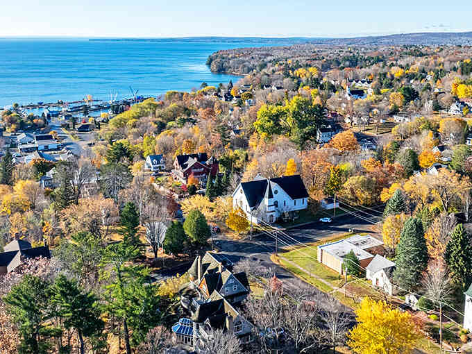 Autumn paints this lakeside town in gold and amber, with Lake Superior sparkling beyond like nature's own jewel box.