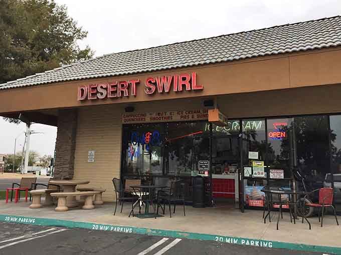 That glowing "OPEN" sign is your beacon of hope on a scorching afternoon at this beloved neighborhood spot.